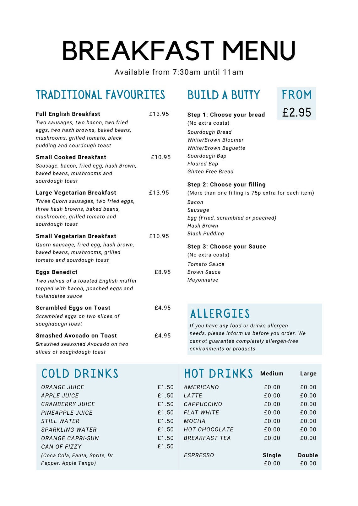 Editable Restaurant Menu Template 5in1 Digital Download Printable Menu ...