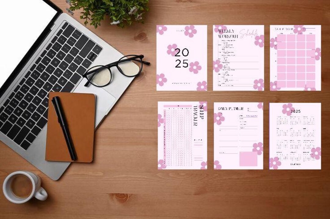 FLORAL PINK PLANNER (workout, Meal, Sleep, Daily, Yearly)- 2025 - Etsy