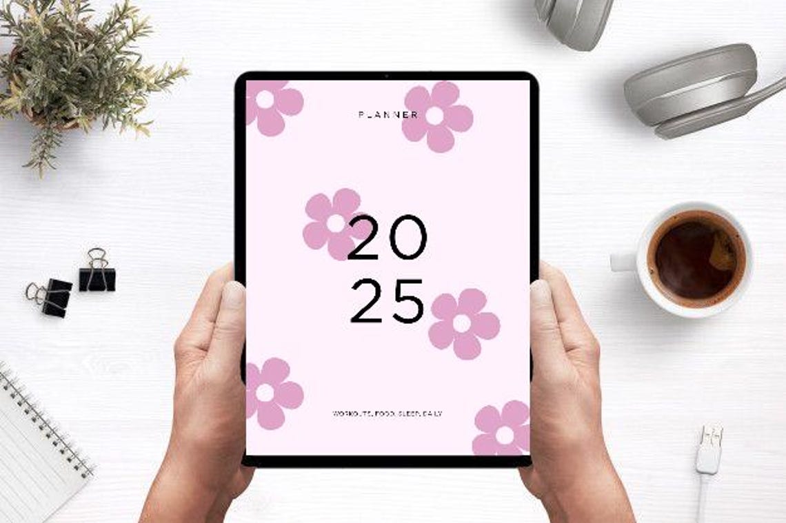 FLORAL PINK PLANNER (workout, Meal, Sleep, Daily, Yearly)- 2025 - Etsy