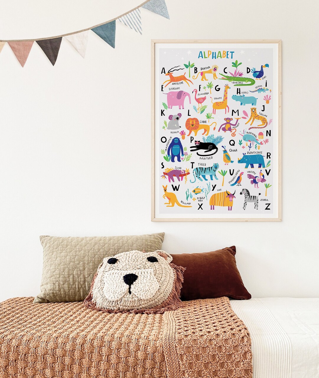 Animal Alphabet Print | ABC Kids Poster, Boys and Girls Bedroom ...