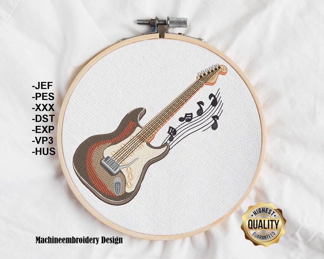 Embroidery Guitar Stickdatei Gitarre / Embroidery Pattern Design ...