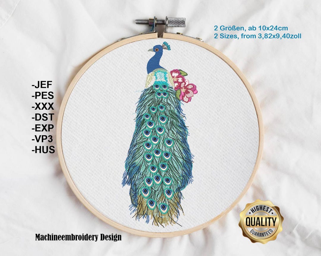 Embroidery Noble Peacock/stickdatei Pfau, Animal Design, Patterns for ...
