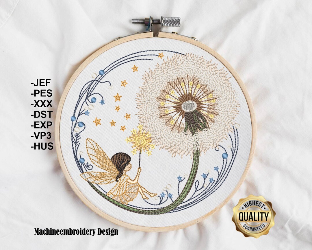 Embroidery Dandelion With Angel /stickdatei Pusteblume Mit Engel /angel ...