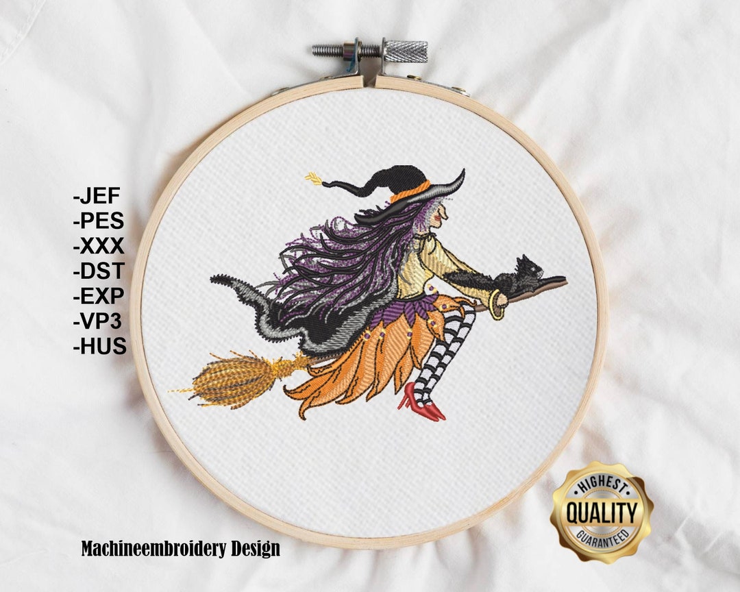 Embroidery witch halloween / Stickdatei Hexe Halloween, embroidery ...