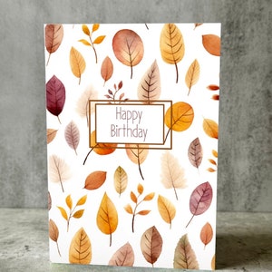 Handmade Birthday Card Pack Watercolour Autumn Leaves Variety Cards ...