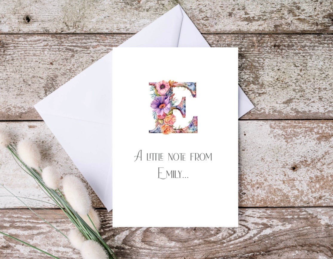 Personalized Floral Initial Note Cards: Handmade A6 Cards, Pack of 6 ...