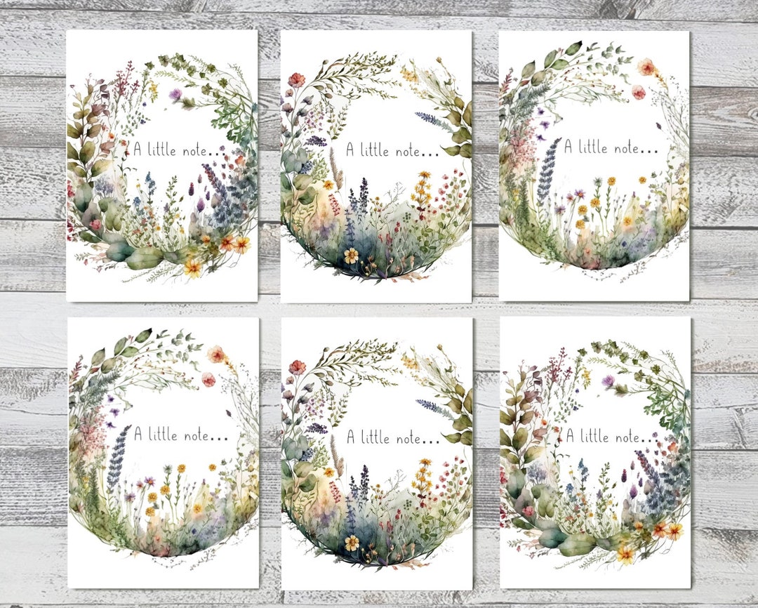 Floral Notelet Pack 6 Handmade Cards Watercolour Wild Flowers A Little ...