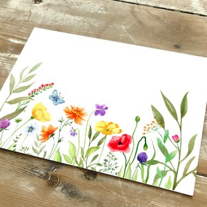 Blank Floral Notelets 4 or 8 Pack of Watercolour Wild Flowers or Meadow ...