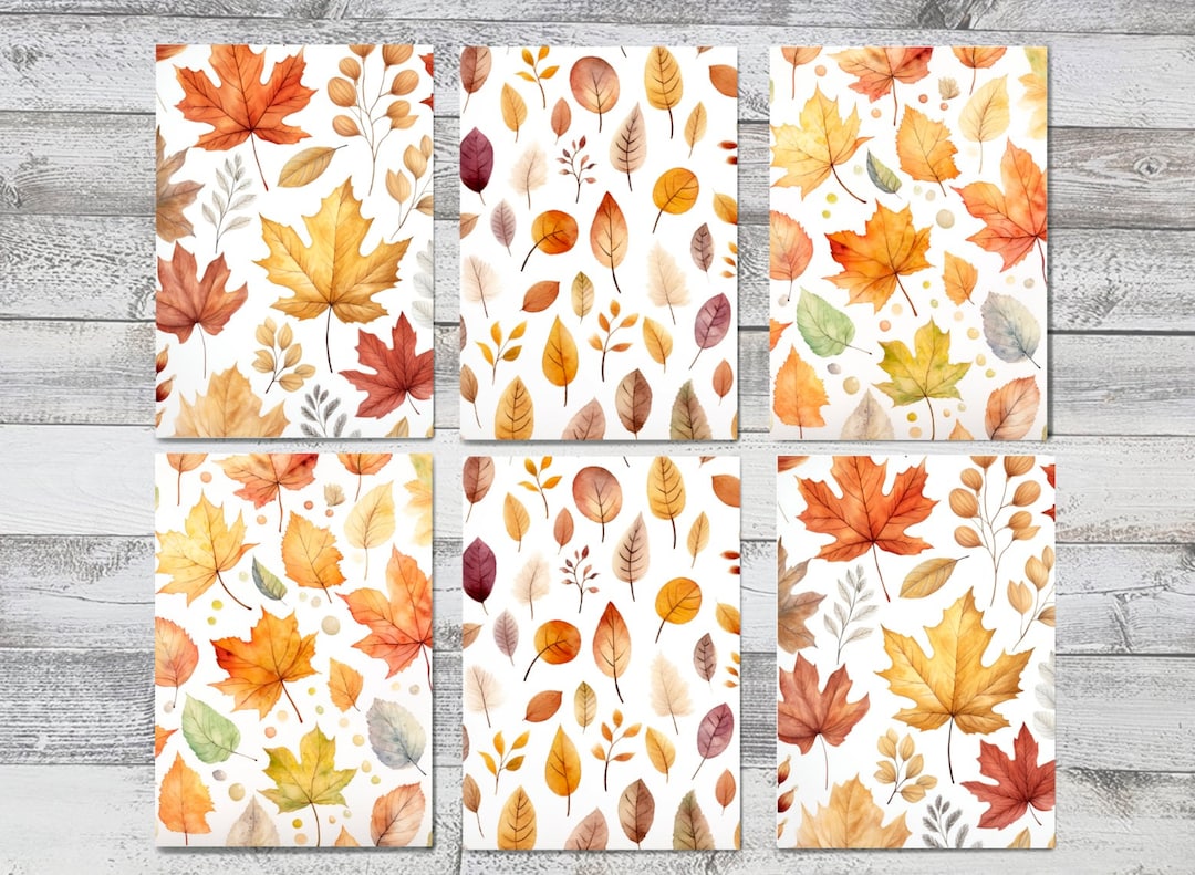 Blank Notelets Pack Watercolour Autumn Leaves Variety Cards - Etsy