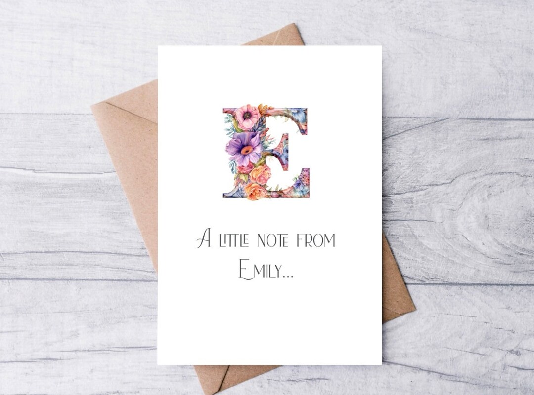 Personalized Floral Initial Note Cards: Handmade A6 Cards, Pack of 6 ...