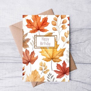 Handmade Birthday Card Pack Watercolour Autumn Leaves Variety Cards ...