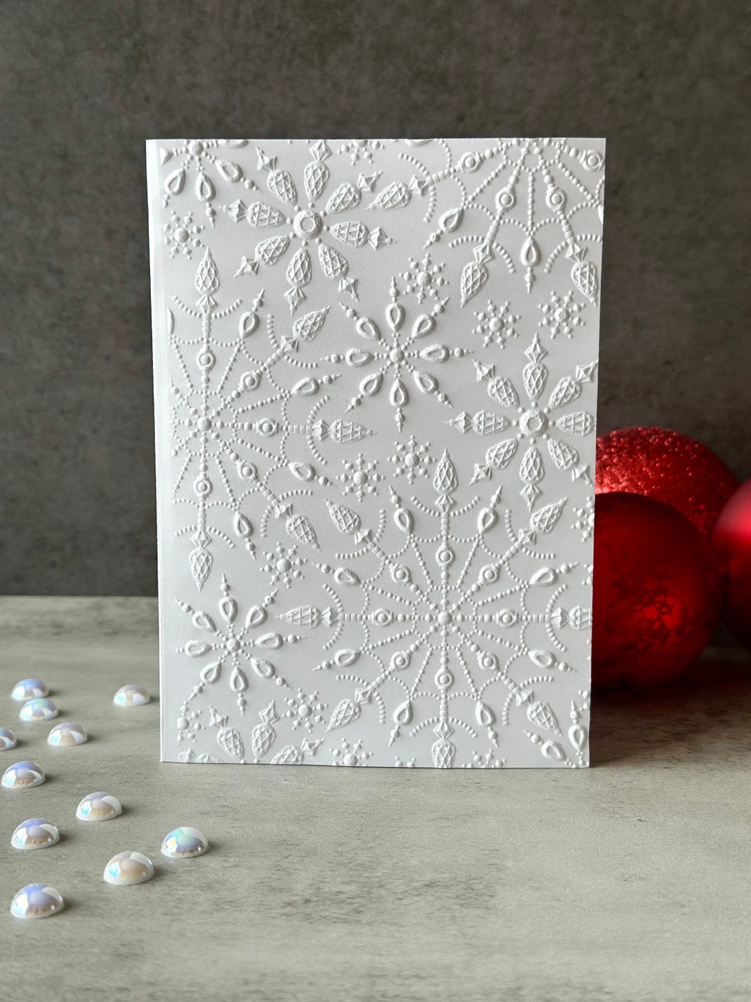Embossed Christmas Cards, Pack of 6 Hand Embossed Snowflake Cards Minimalist White Cards Luxury ...