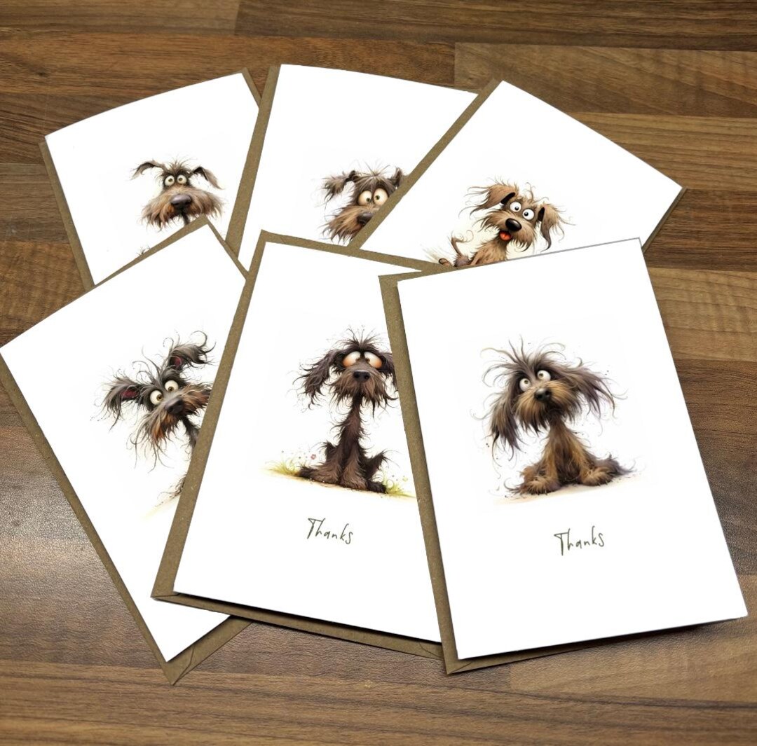 Funny Messy Dog Thank You Cards: Watercolor Illustrations, Handmade ...