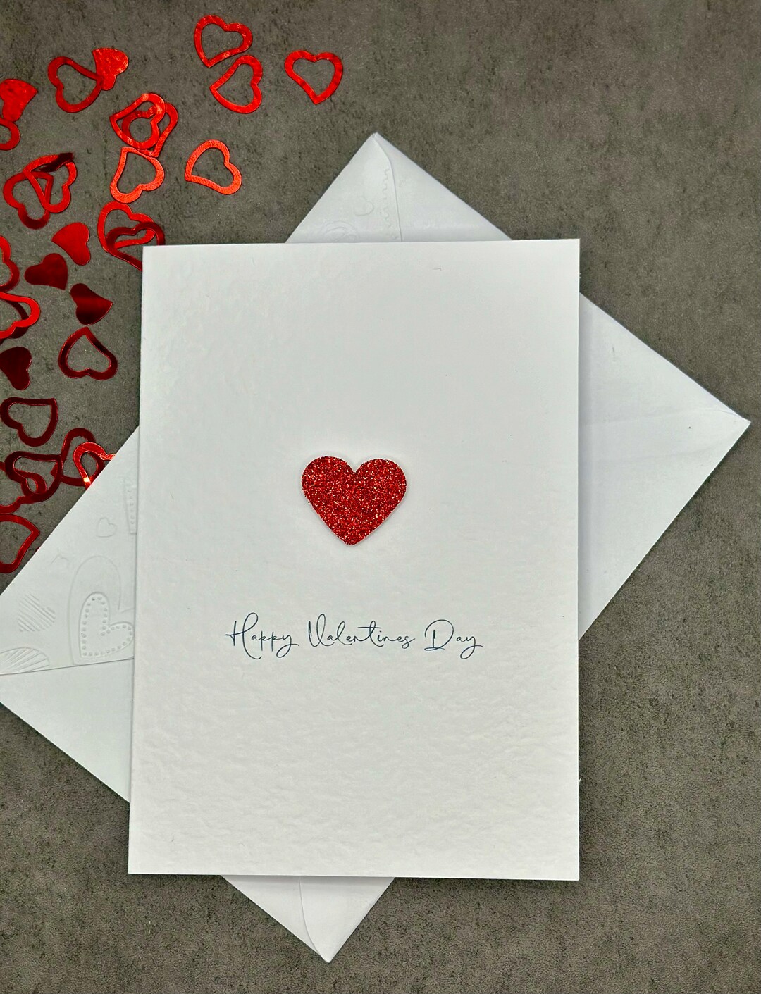 Valentines Card, Little Red Glitter Heart, Single Card, Embossed ...
