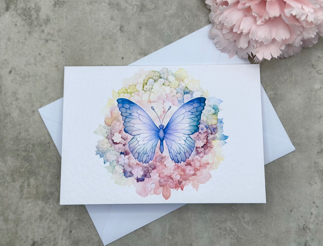 Blank Notelet Pack Beautiful Floral Butterflies in Pretty Pastel ...