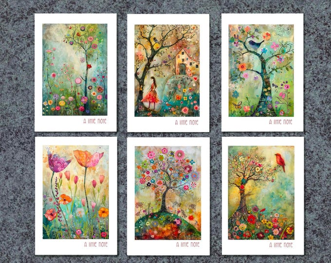 Set 1 of 6 Notecards by Amanda Clark - Fairy Tale, Whimsical, Pack of ...