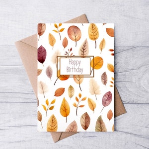 Handmade Birthday Card Pack Watercolour Autumn Leaves Variety Cards ...