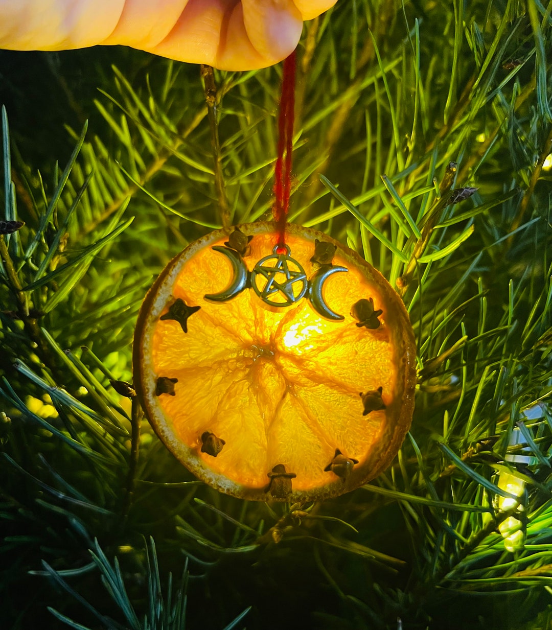 Yule Tree Pomander Ornament: Pagan Holiday Decoration Pentacle Moon ...