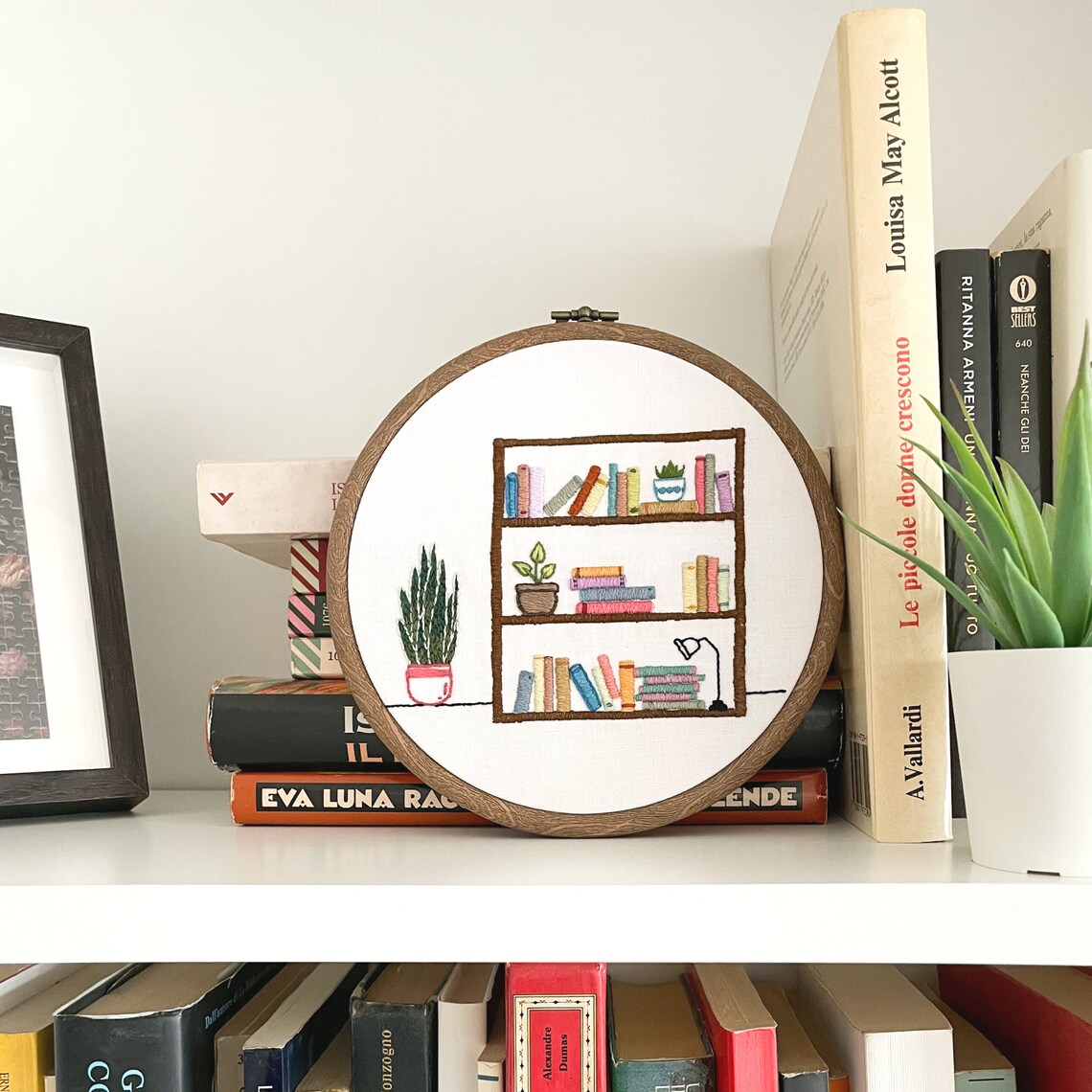 Book Embroidery Pattern Library Embroidery Bookshelf - Etsy UK