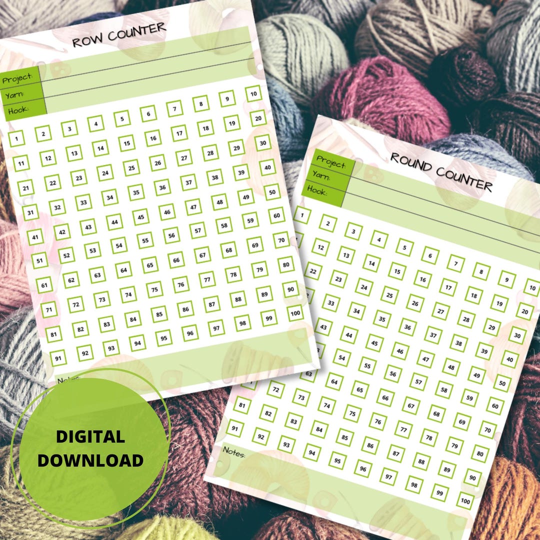 Row / Round Counter DIGITAL FILE | Crochet Row Counter | Knitting Row ...