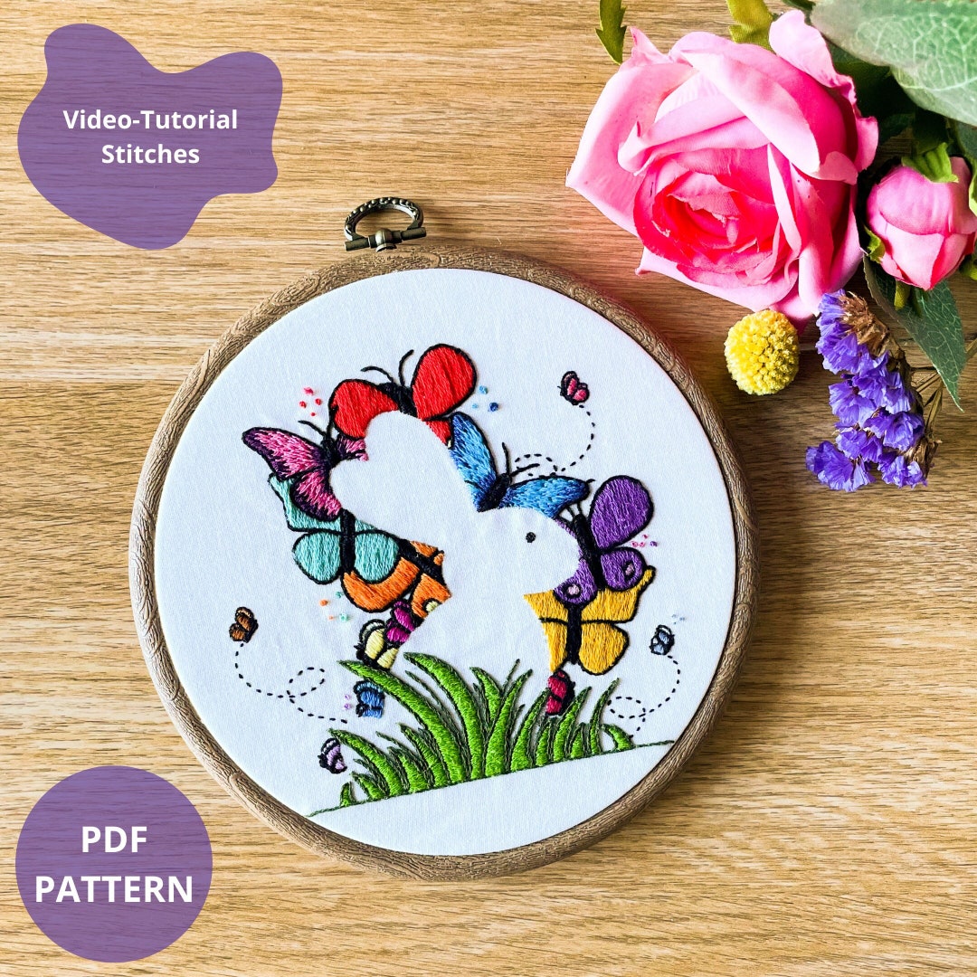 Bunny Butterfly Embroidery Pattern (PDF Pattern) - Etsy