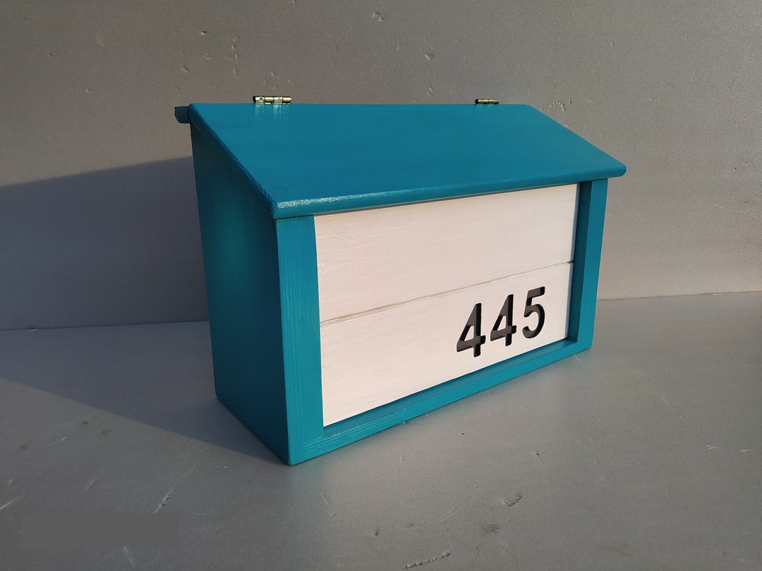 Mailbox, Wood Mail Box, Numeral Mailbox, Outdoor Mail Box, Wall Mount ...