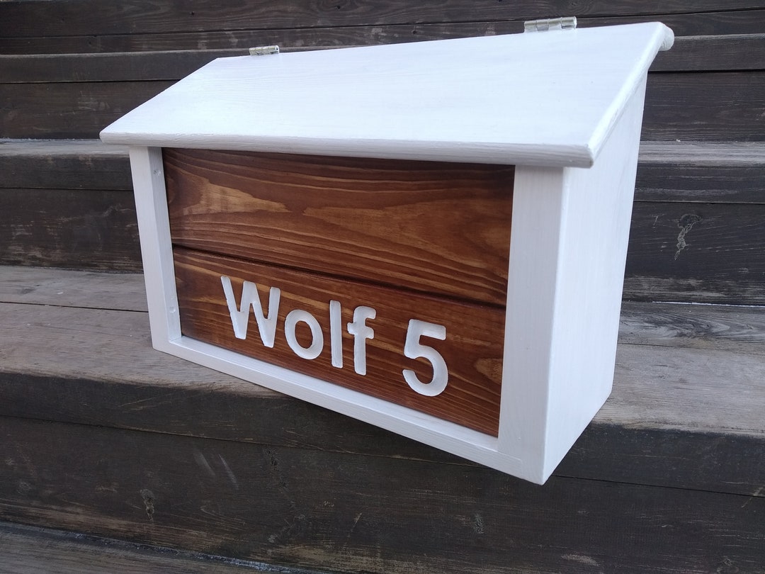 Mailbox Wood Mail Box Numeral Mailbox Outdoor Mail Box - Etsy