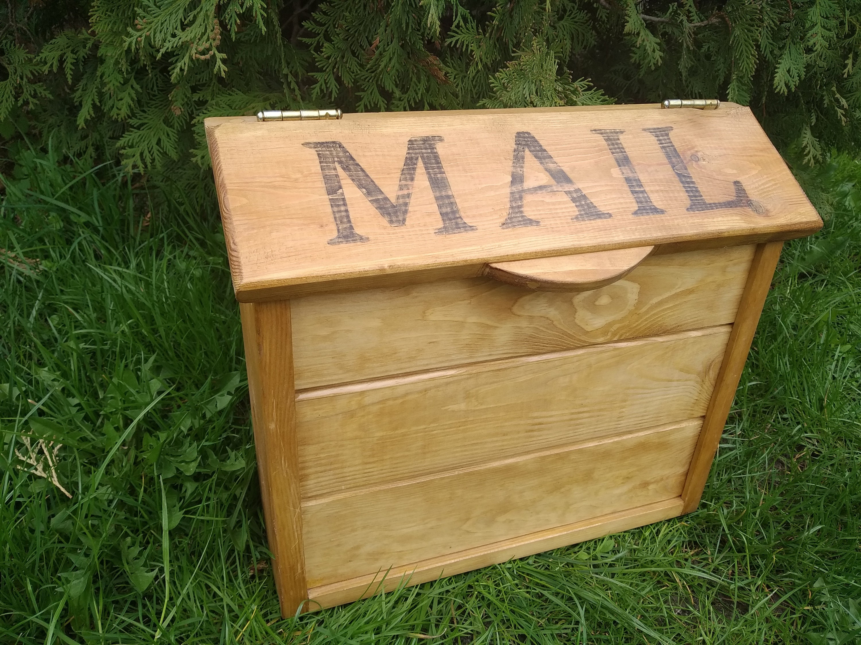 Wood Mail Box Outdoor Wood Box wall mount mailbox custom | Etsy
