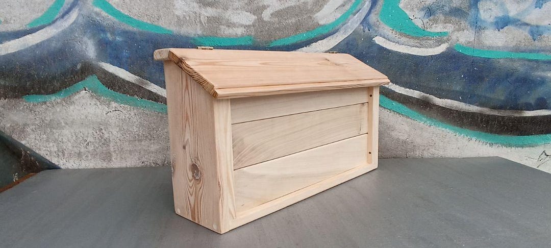 Unfinished Mailbox, Big Wood Mailbox, Aspen Pine Outdoor Wood Box, Wall ...
