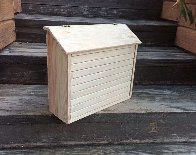 Mailbox, Wood Mail Box, Unfinished Mailbox, Outdoor Mail Box, Wall ...