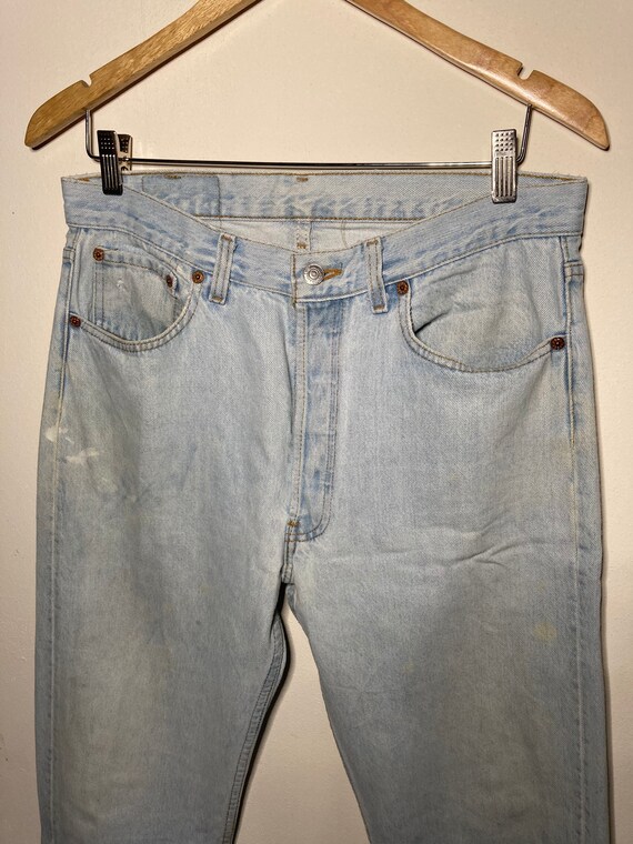 Vintage Distressed Levi Strauss 501s Acid Wash 33Wx30L - Gem