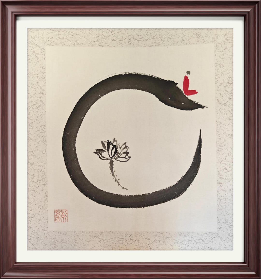 Minimalist Zen Ink Hand Painting Enso With Lotus Flower Meditating ...