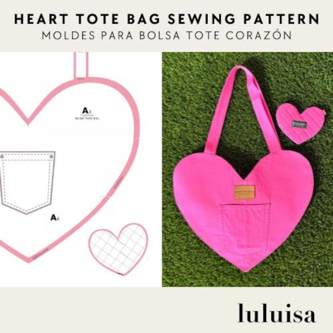 Heart Tote Bag Sewing Pattern + Includes Sewing Instructions (english ...