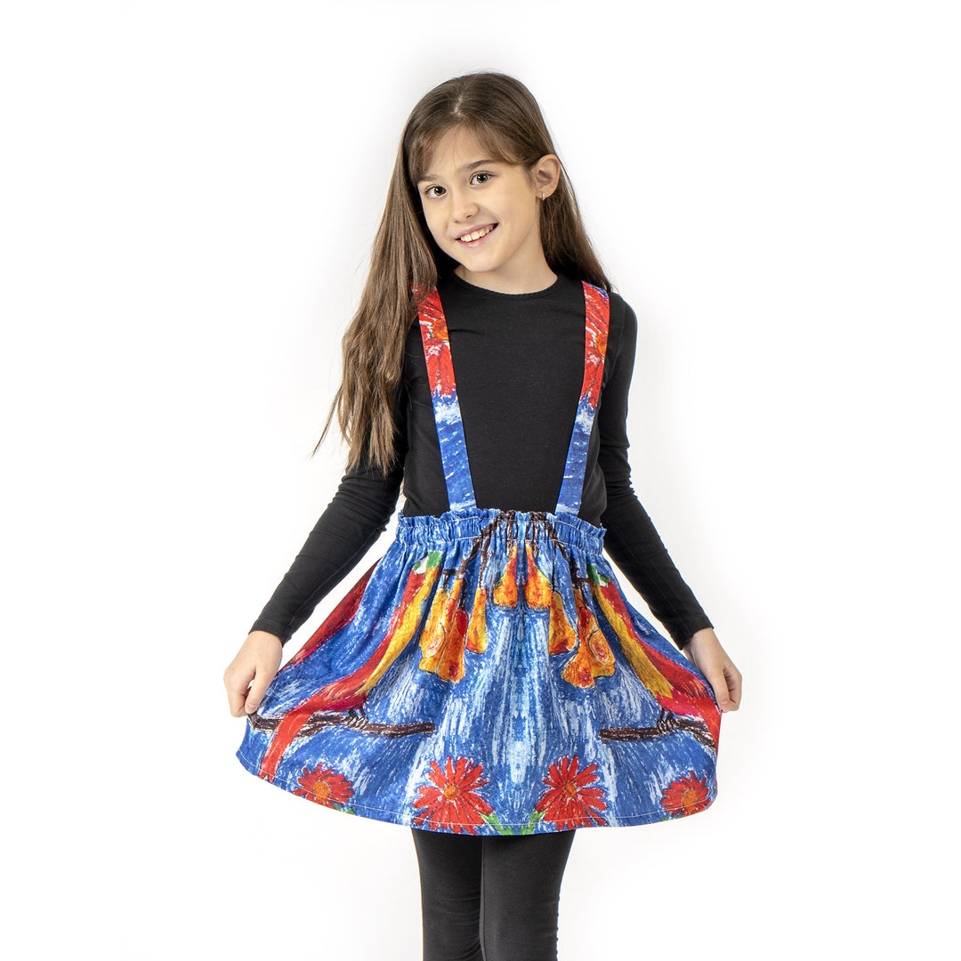 Your Kids Drawing on a Skirt. Custom Kids Short Skirt With Straps ...