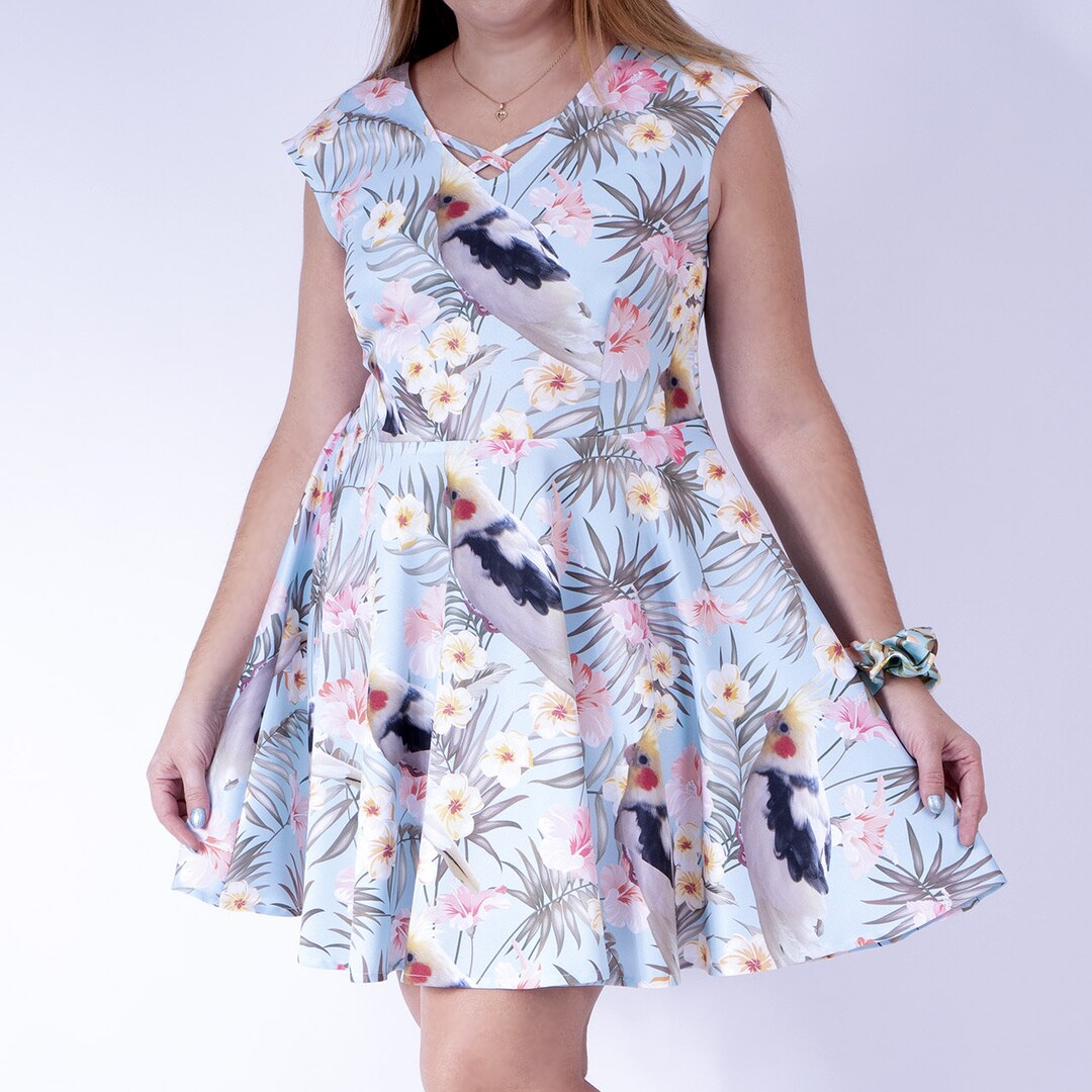 Custom Summer Dress With Your Parrot's Photo. Personalized Women's Full ...