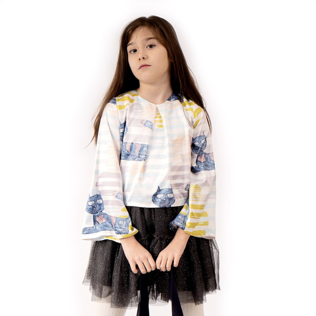 Personalized Kids Long Sleeve Blouse With Your Drawing. Custom Design ...