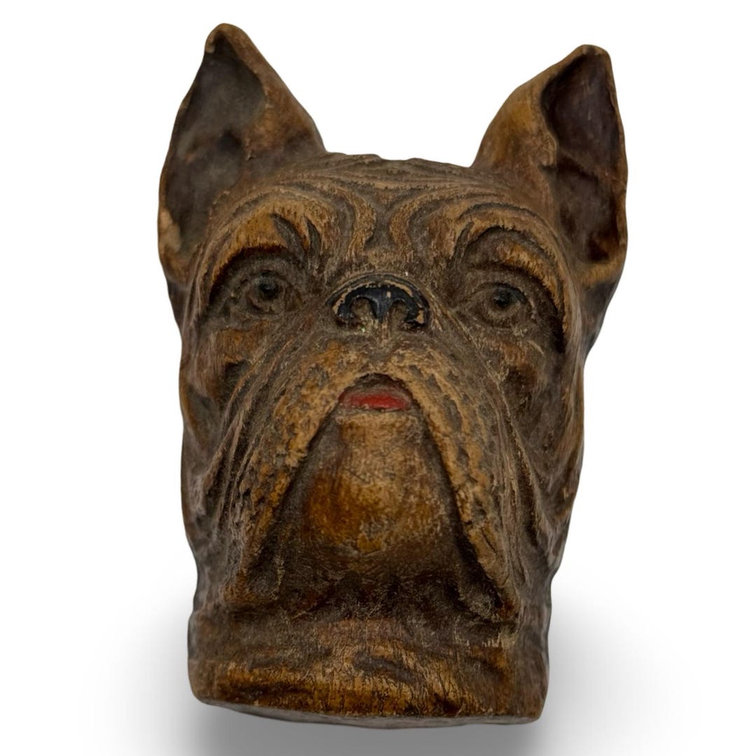 Vintage Carved Handmade Painted Boxer Bulldog Dog Head Wall Hanger - Etsy