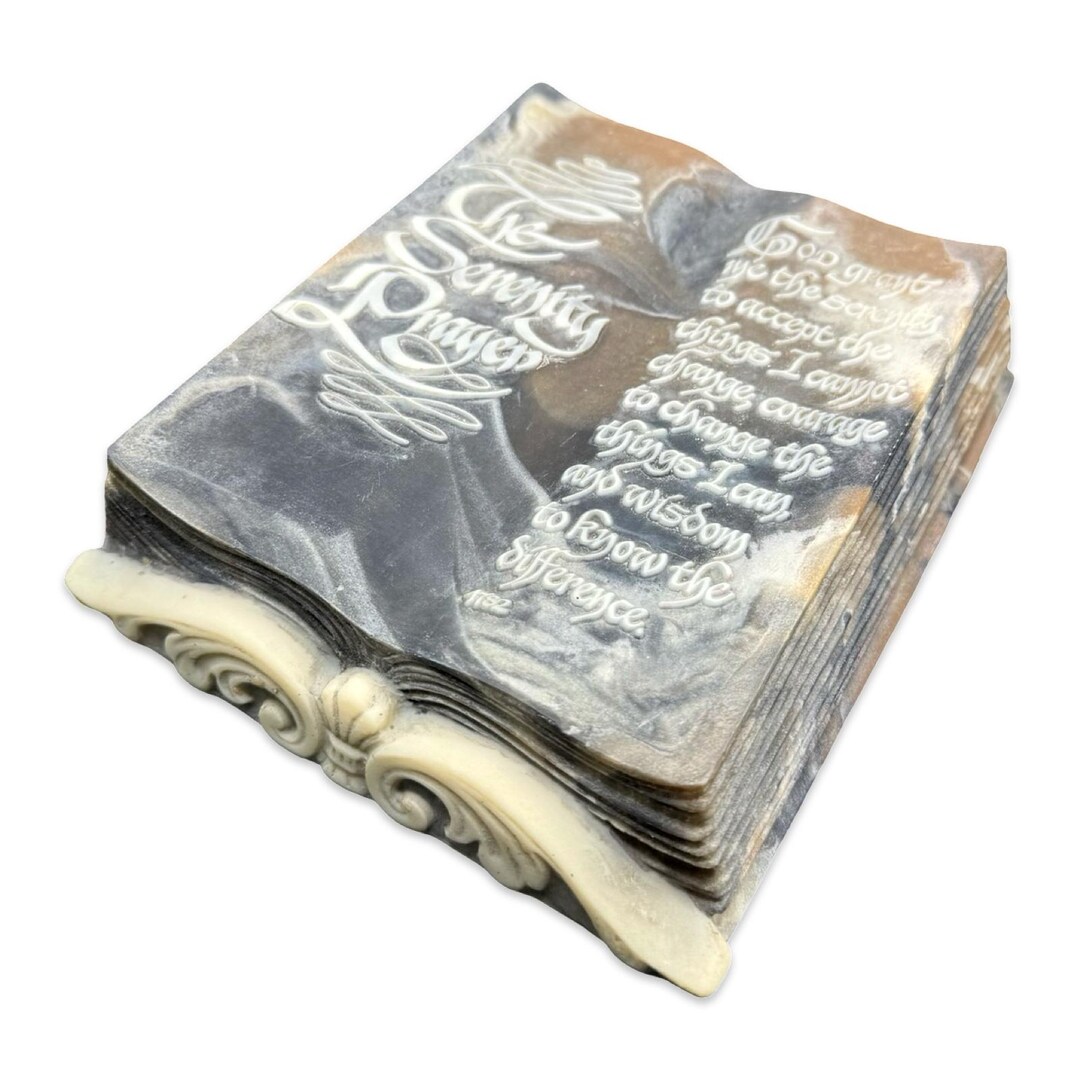 Vintage MCM Incolay Carved Stone Book Serenity Prayer Wall Hanging Art ...