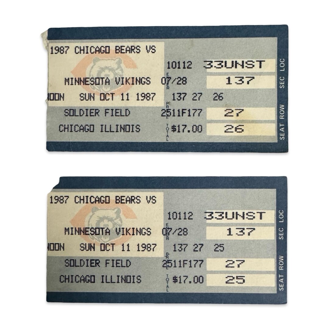Vintage 1987 Oct 11 Chicago Bears Minnesota Vikings NFL Football Game ...