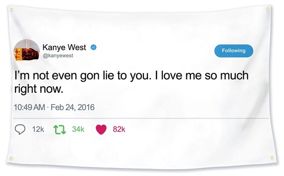 Kanye West Rapper Tweet 3x5 Feet Wall Tapestry Flag Banner - Etsy