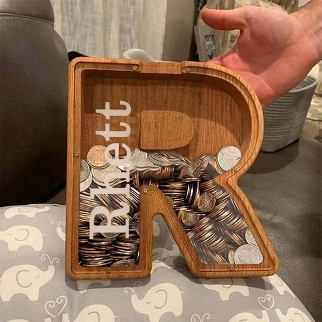 Wooden Letter Piggy Bank Personalized Piggy-bank for Kids - Etsy