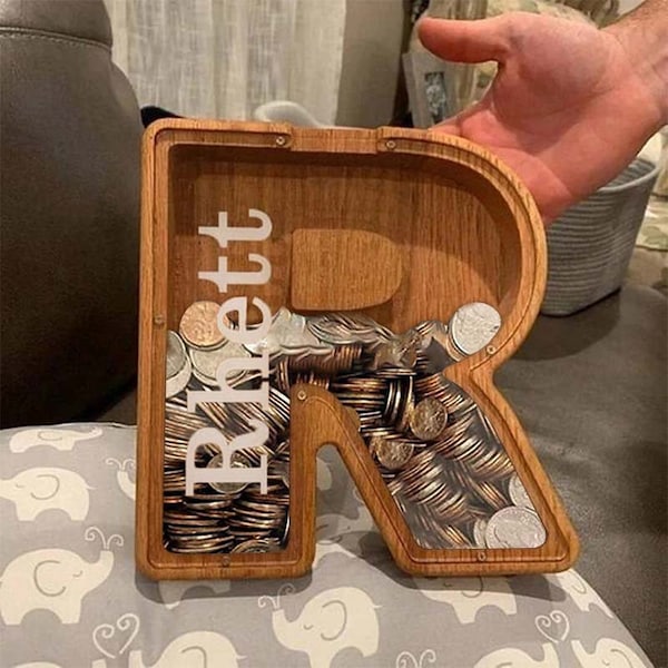 Wooden Letter Money Box - Etsy Australia