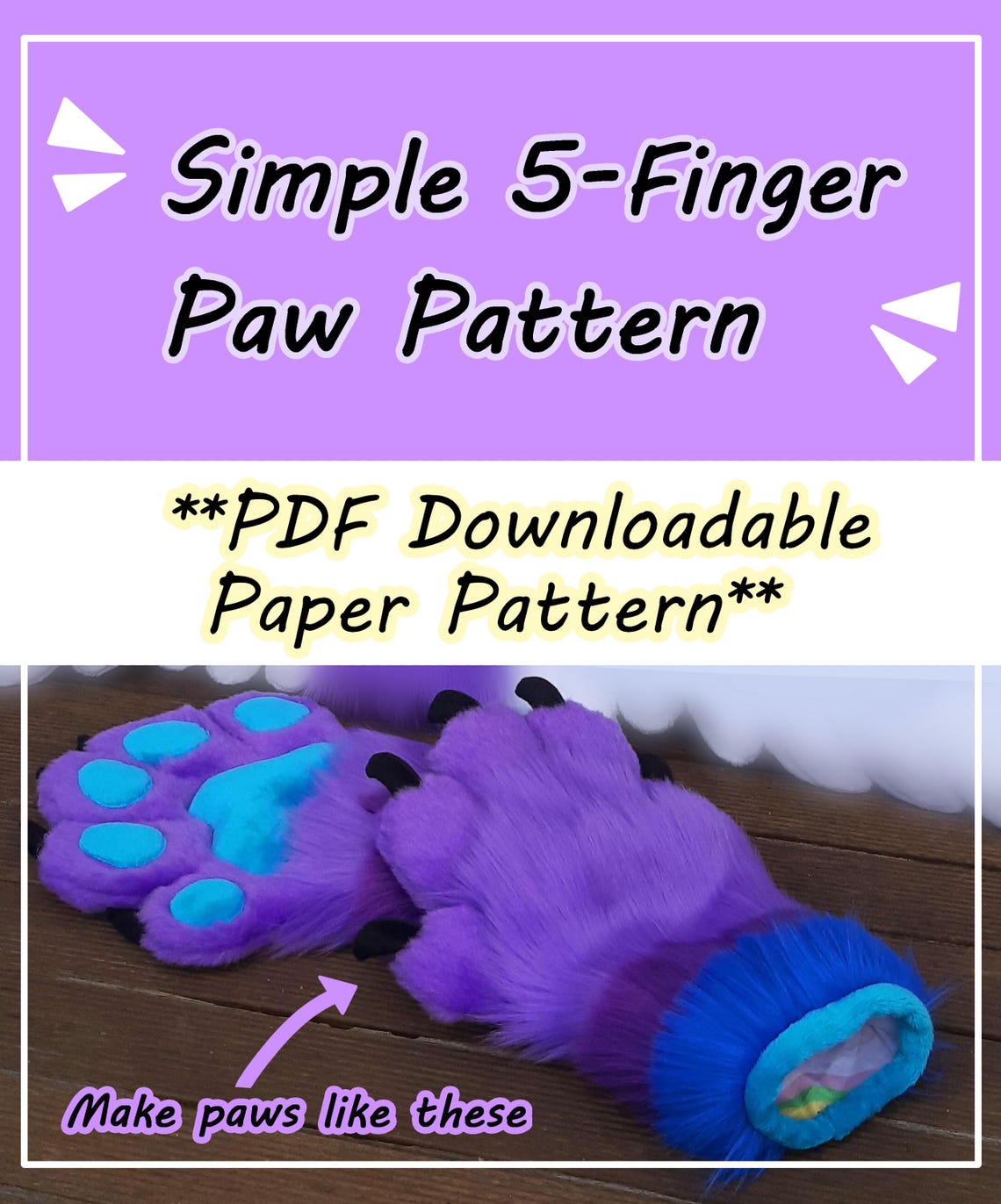 Simple 5 Finger Paw Pattern for Fursuits and Cosplay Digital Download ...