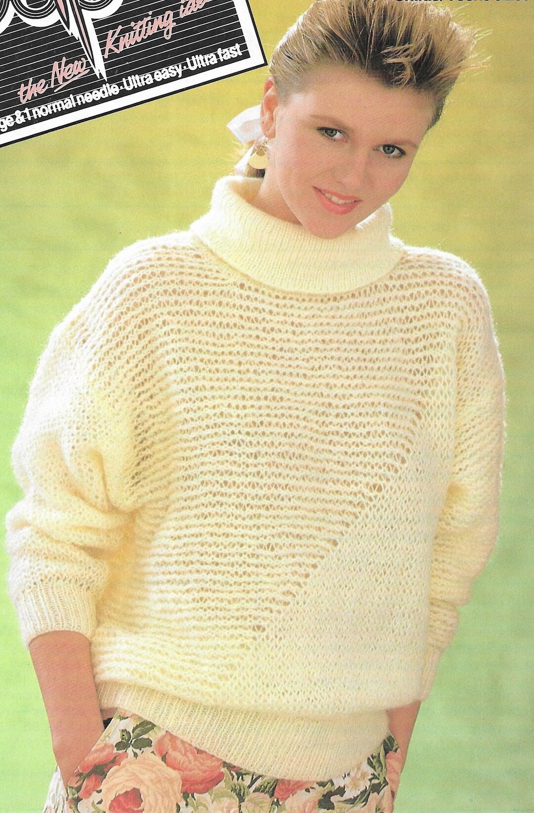Womens Sweater Knitting Pattern, Diagonal Patterned • 28-38" • PDF ...