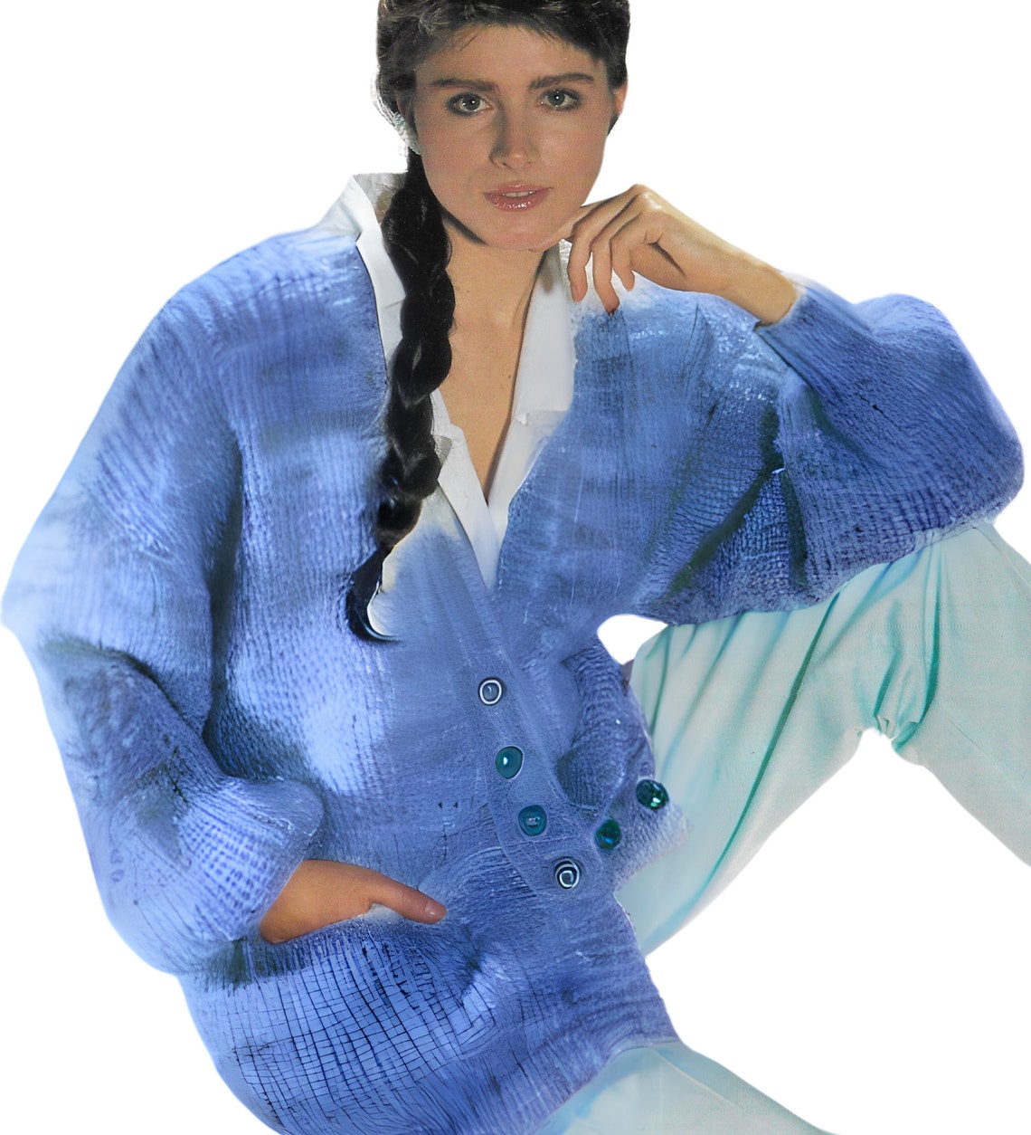 Womens Jacket Knitting Pattern, PDF, 30-40", Vintage Pattern, V Neck ...