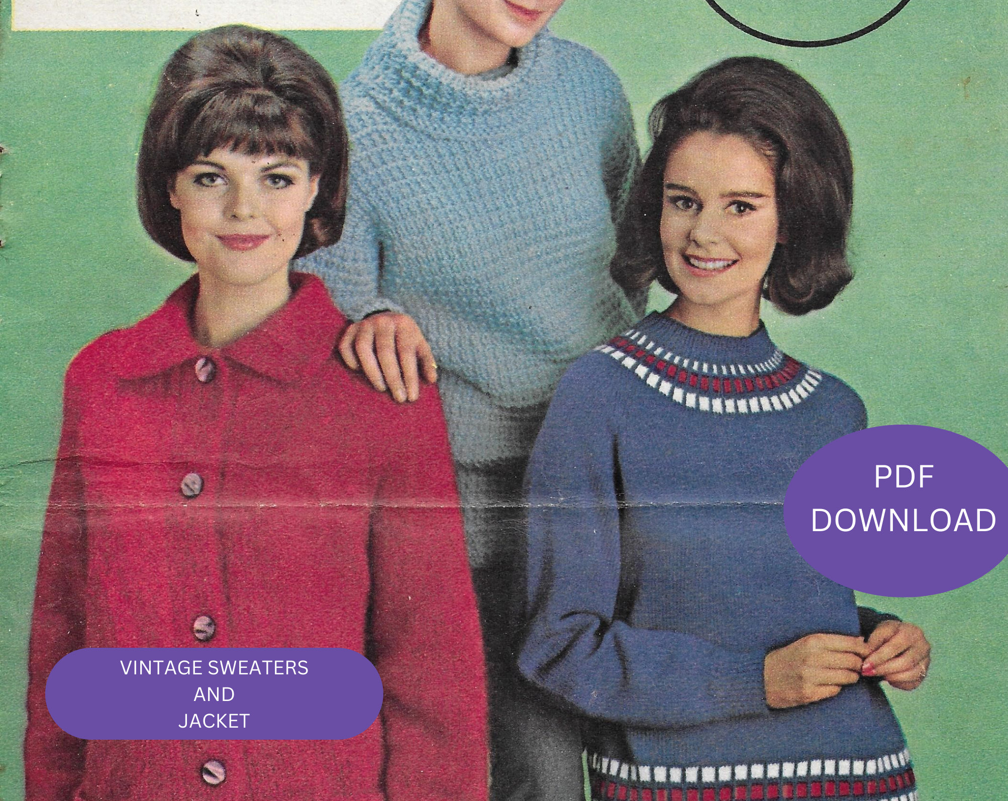 PDF Vintage Knitting Pattern for Womens Sweaters & Jacket - Etsy