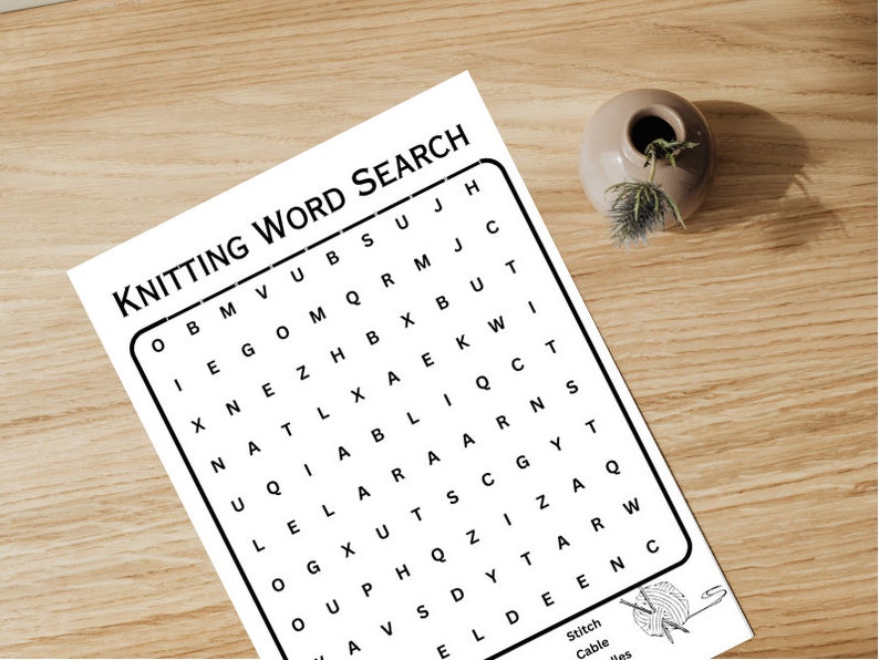 Knitting Word Search Printable Digital Download Large Print - Etsy