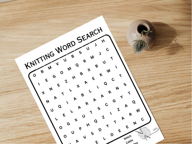 Knitting Word Search Printable, Digital Download, Large Print, With ...