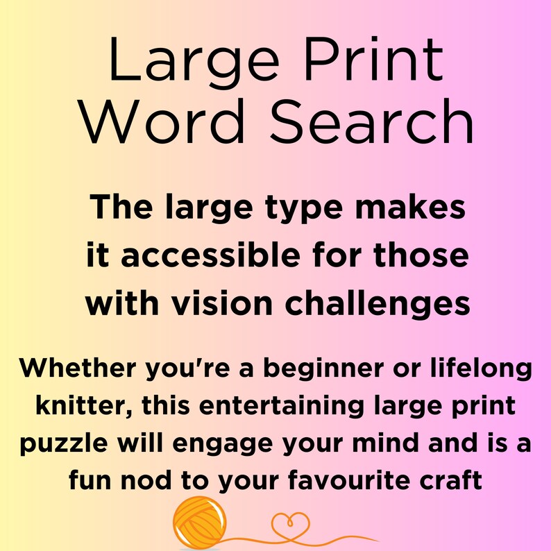 Knitting Word Search Printable Digital Download Large Print - Etsy