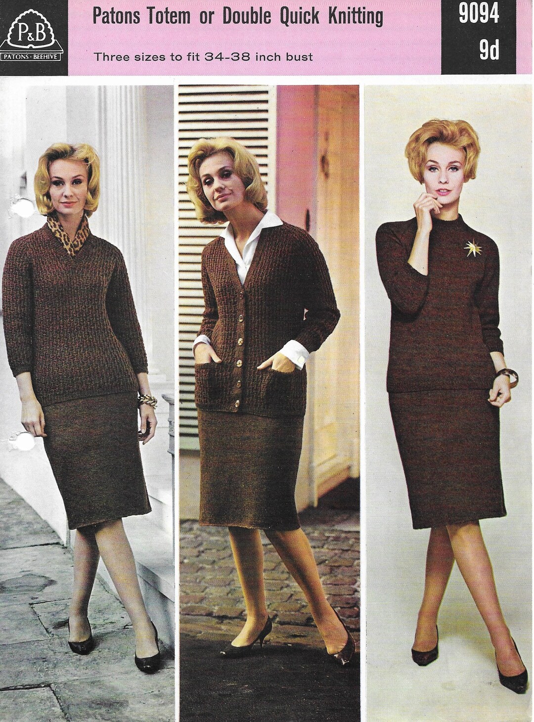 1960s Ladies Suit Knitting Pattern • Vintage Plain Skirt/round Neck or ...